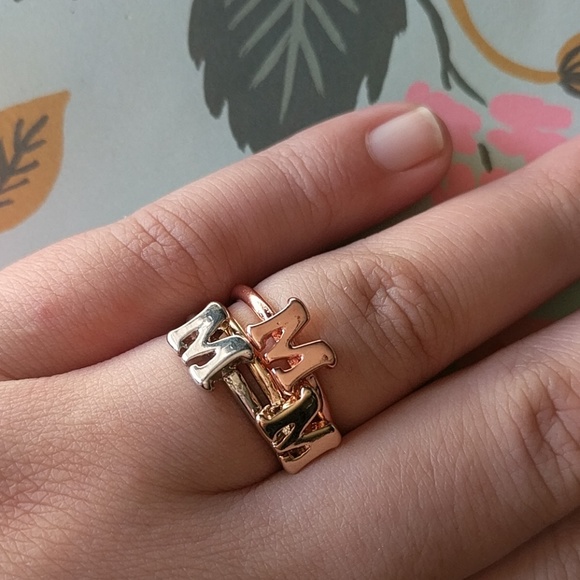 BaubleBar | Jewelry | Nwot Rose Gold M Letter Alphabet Ring | Poshmark